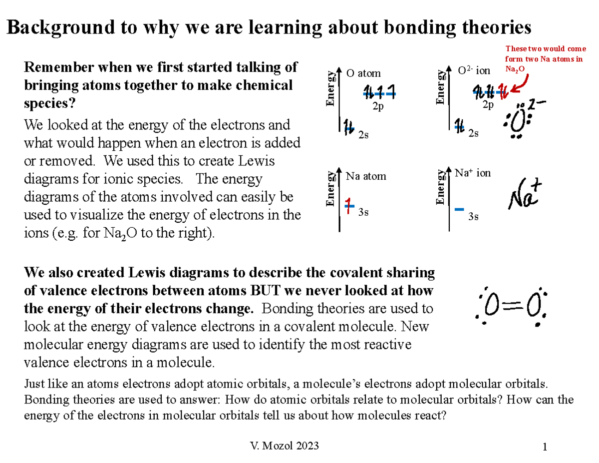 201w23 LO 14 and 15 post1 - V. Mozol 2023 Background to why we are learning about bonding - Studocu