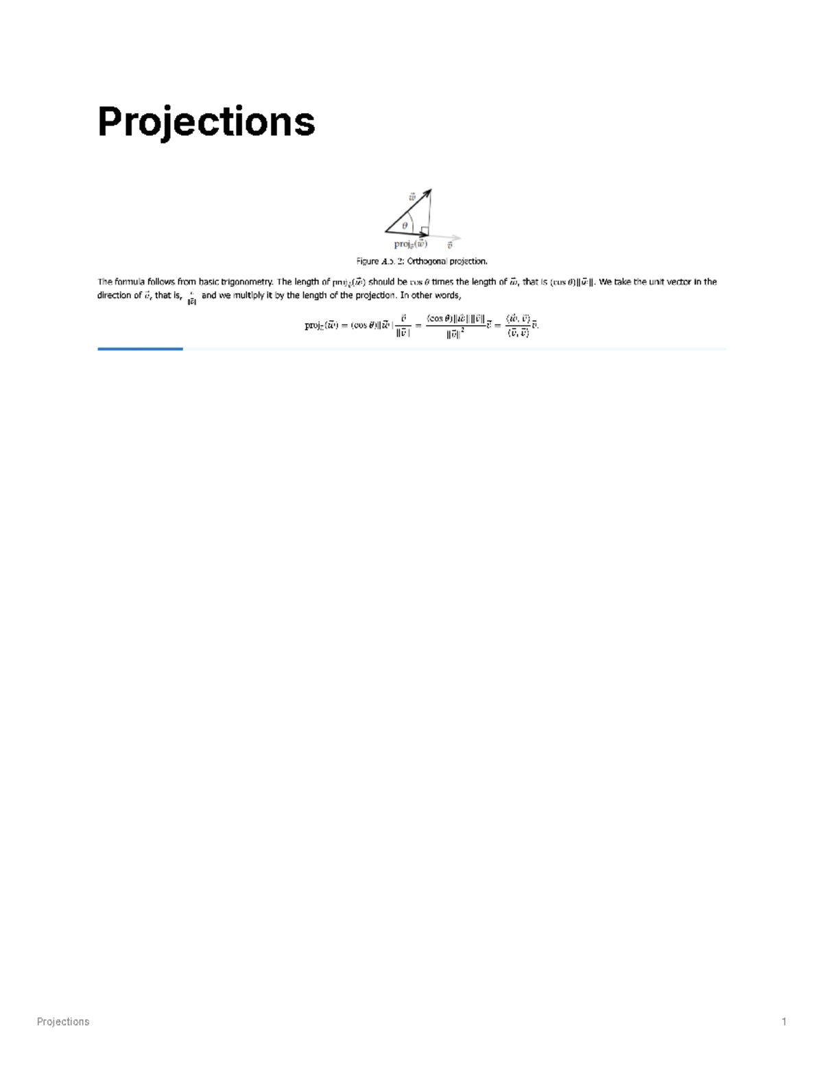 Proj - Shows how projections are calculated - Projections w 0 proj (w ...