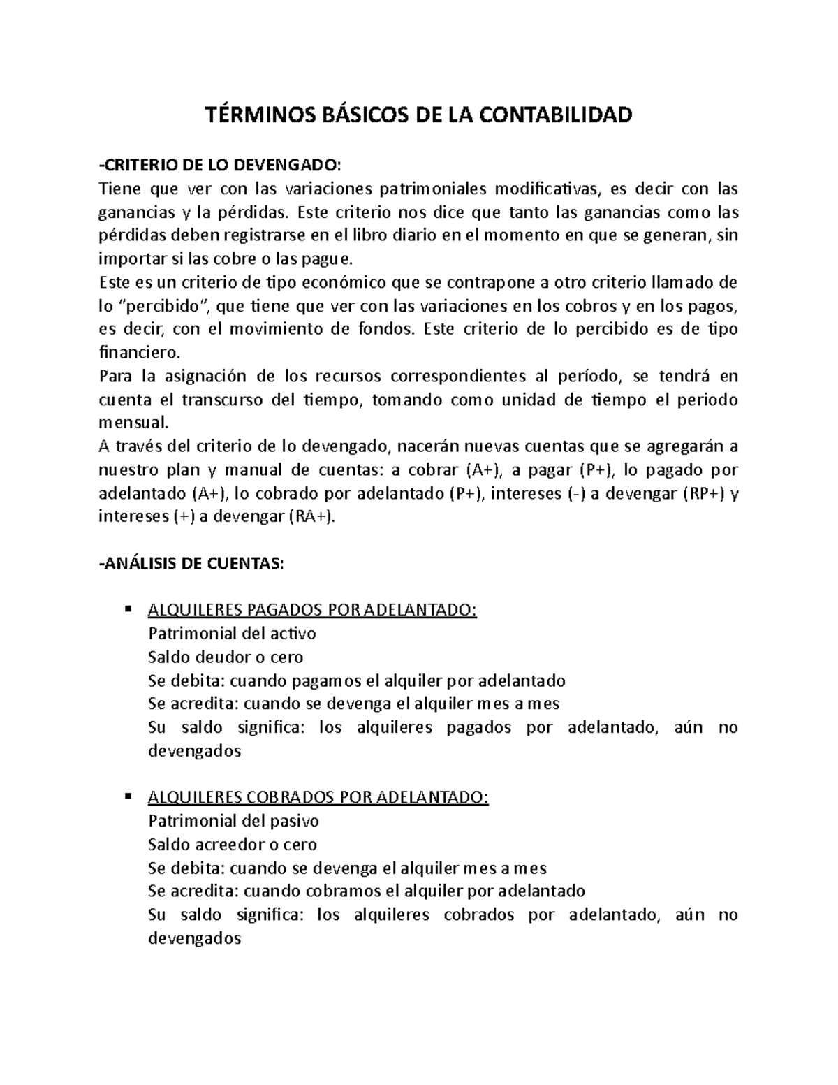 Términos Básicos DE LA Contabilidad - TÉRMINOS BÁSICOS DE LA ...