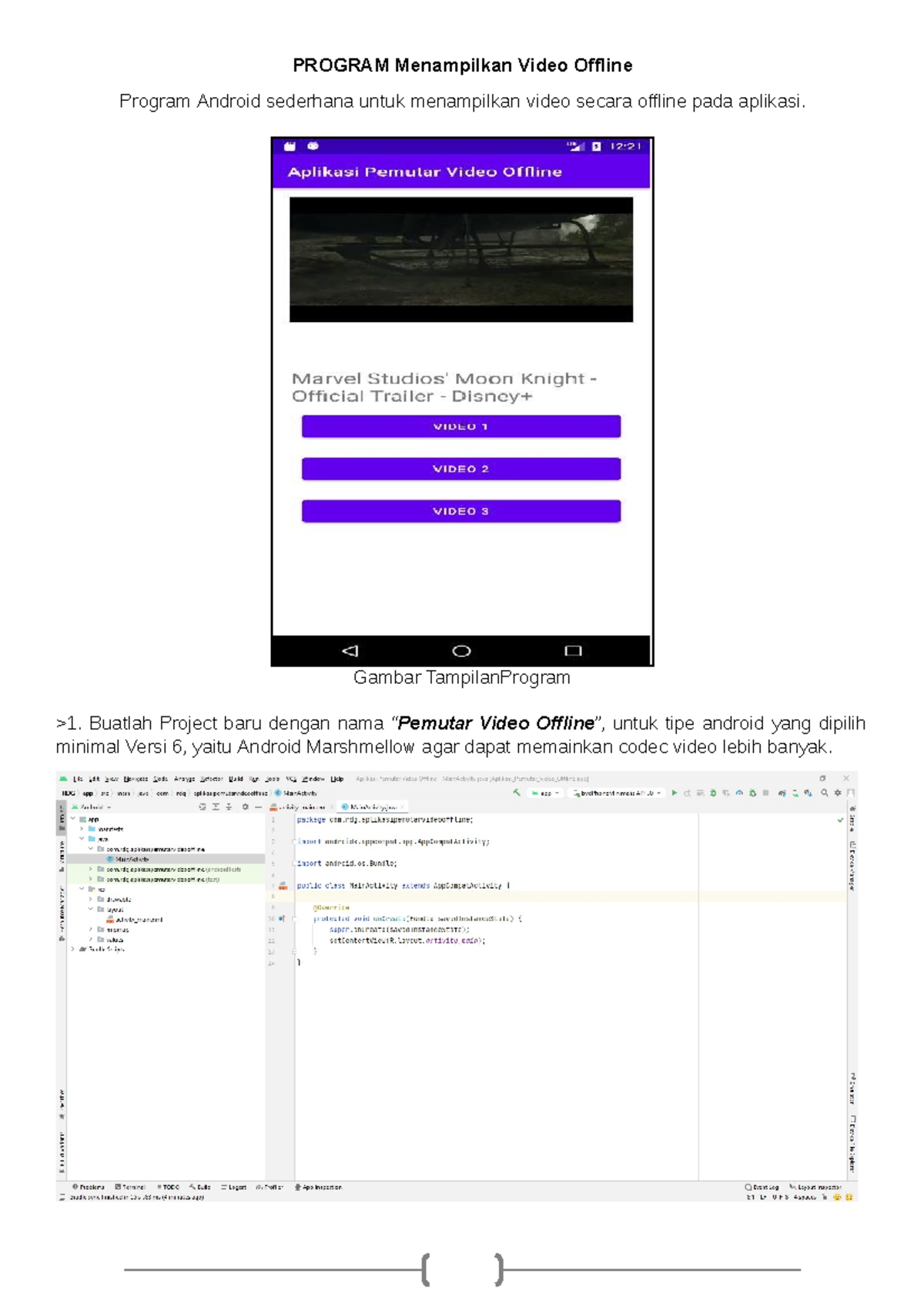 03. Modul Pelatihan Mobile Android-RDG (Hal 45-55 Program Pemutar Video Offline) - 1 PROGRAM ...