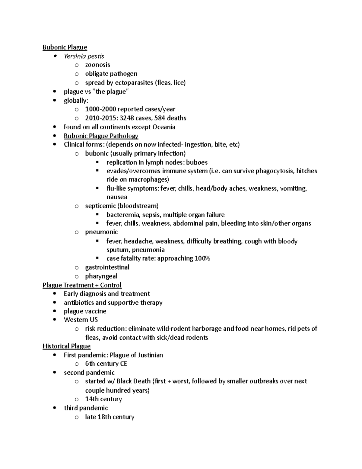Bubonic Plague anth204 - Bubonic Plague Yersinia pestis o zoonosis o ...