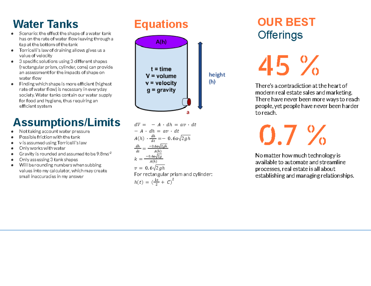 Pamphlet - Water Tanks Scenario: the effect the shape of a water tank ...