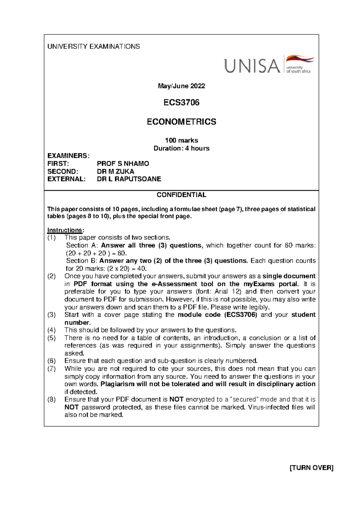 Examination paper - UNIVERSITY EXAMINATIONS May/June 2022 ECS ...