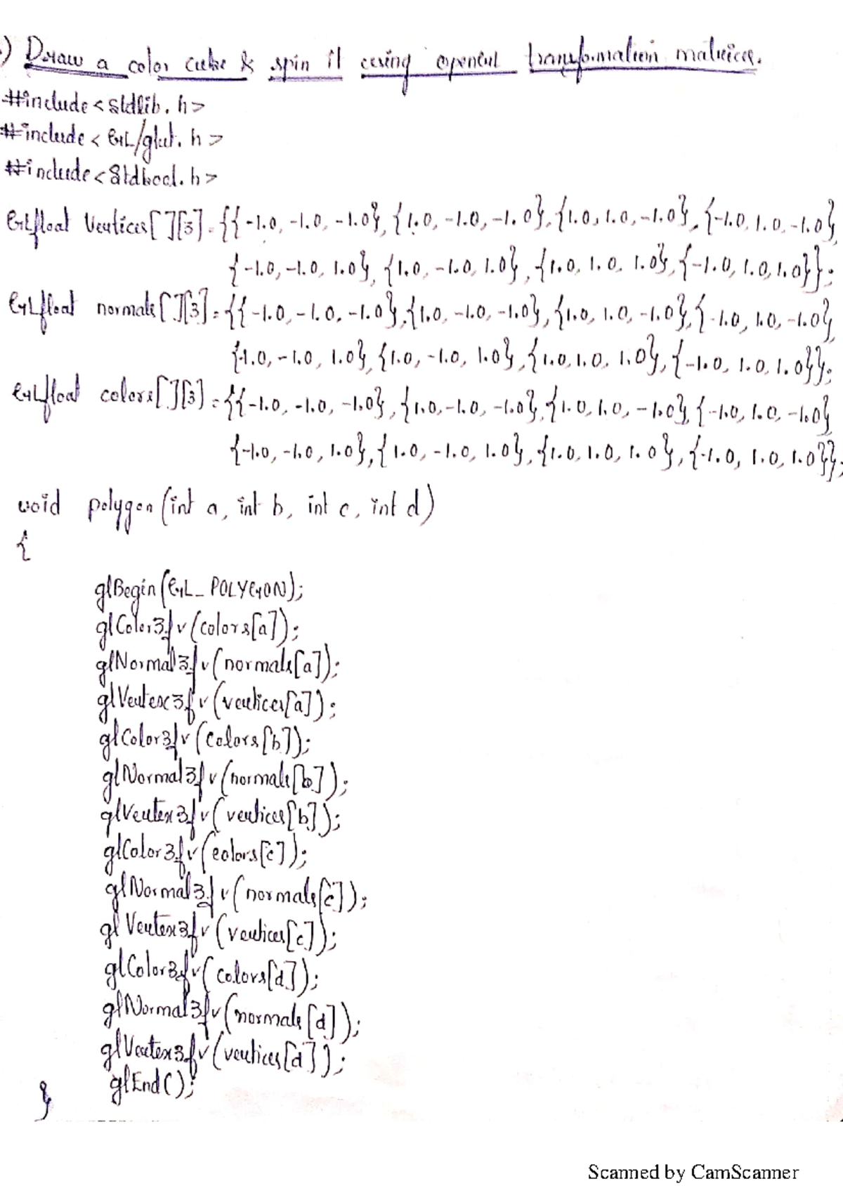 Cube Rotation- Program 3 - ) Draw a color cuke spin il curing opened ...