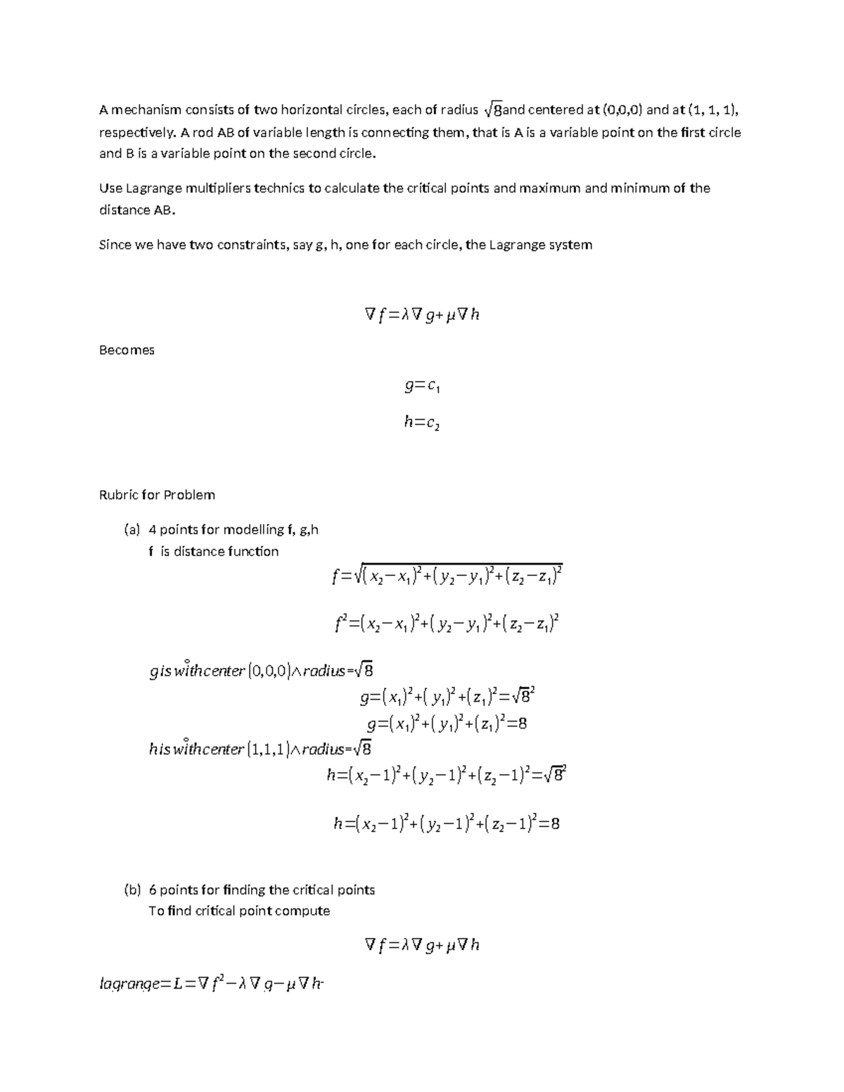 A mechanism consists of two horizontal circles - A rod AB of variable ...