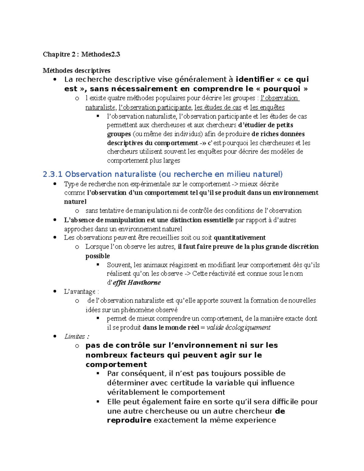 Module 2 Méthodes 2 - Chapter 2.3 - Chapitre 2 : Méthodes2. Méthodes descriptives La recherche ...