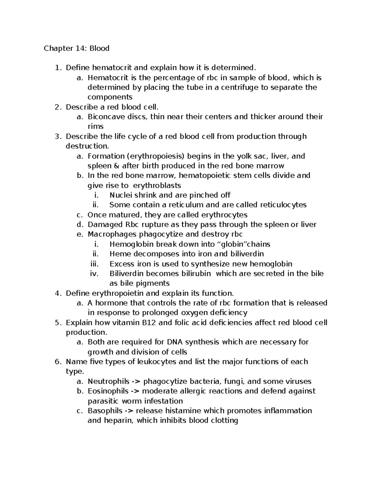 A&P 2 Exam 2 - Summary Human Anatomy and Physiology II - Chapter 14 ...