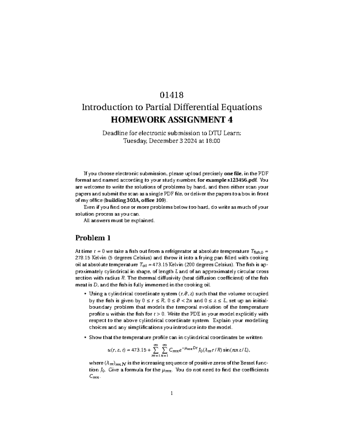 0 1418 HW 4 - Assignment 4 - 01418 Introduction to Partial Differential ...