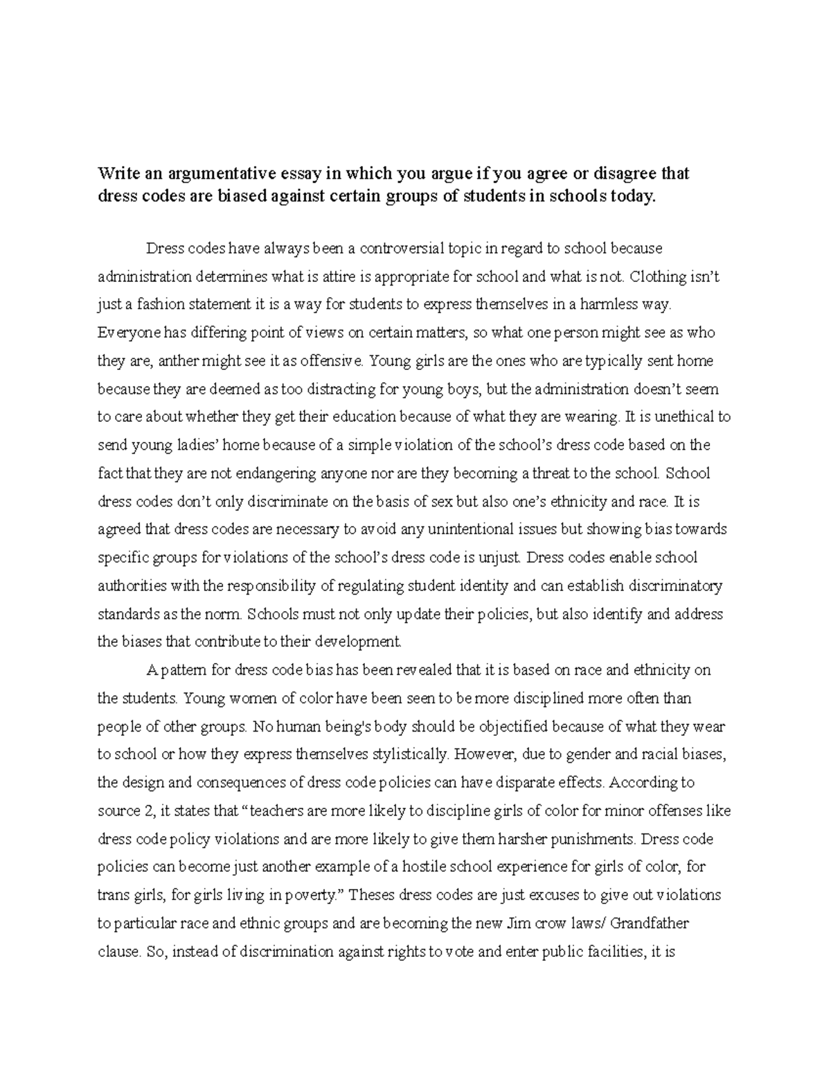 Argumentative essay CFA - Write an argumentative essay in which you ...