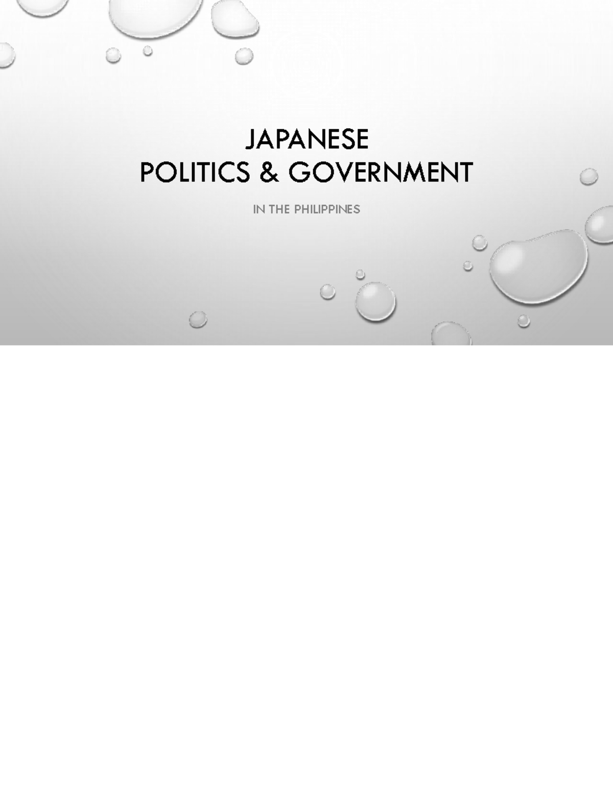 Presentation - Hope helps - JAPANESE POLITICS & GOVERNMENT IN THE ...