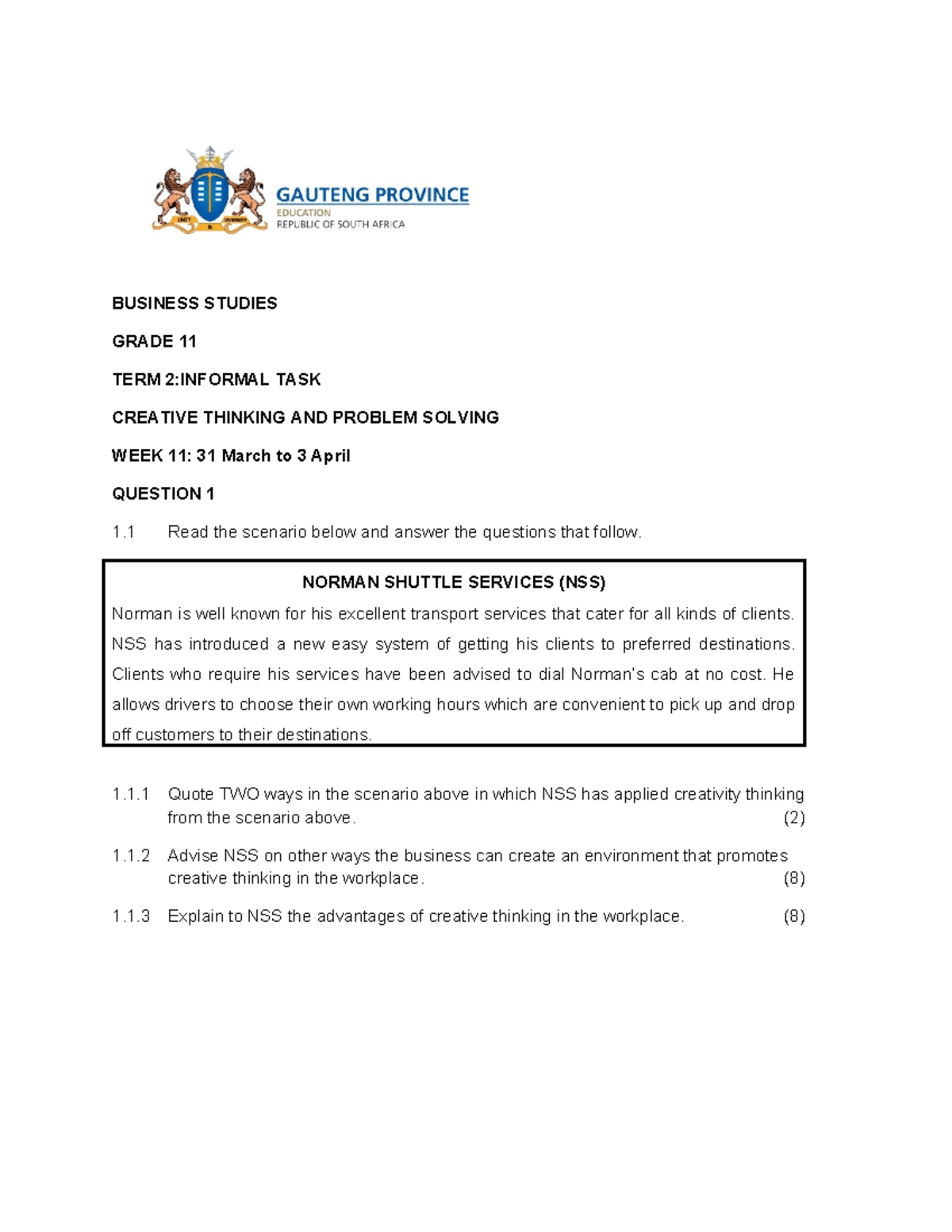 2020 bstd grade 11 term 2 activities - BUSINESS STUDIES GRADE 11 TERM 2 ...