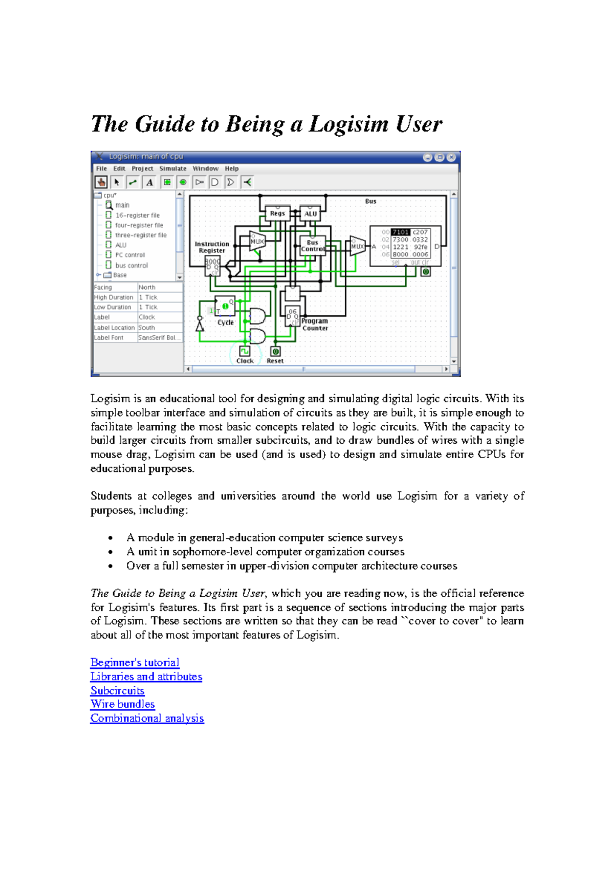 The Guide to Being a Logisim User - The Guide to Being a Logisim User ...