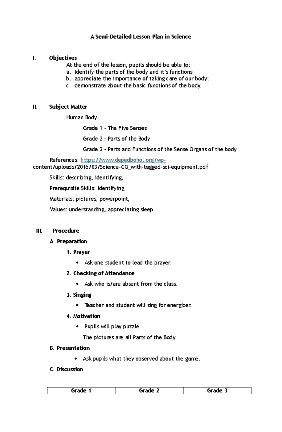 Multigrade Lp Science - A Semi-Detailed Lesson Plan in Science I ...