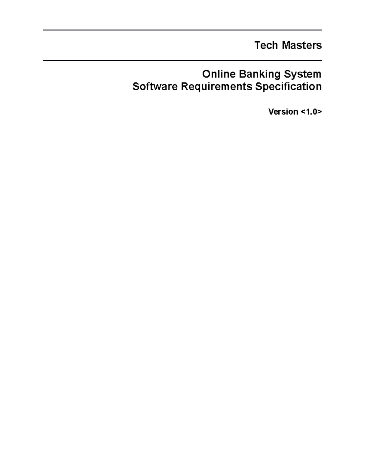 Software Requirement Specification (SRS) of Online Banking System ...