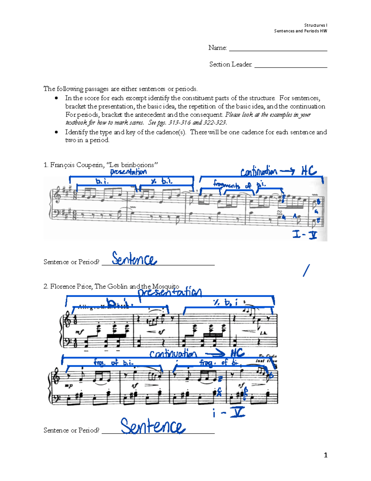 Sentence and Period Examples - Sentences and Periods HW Name