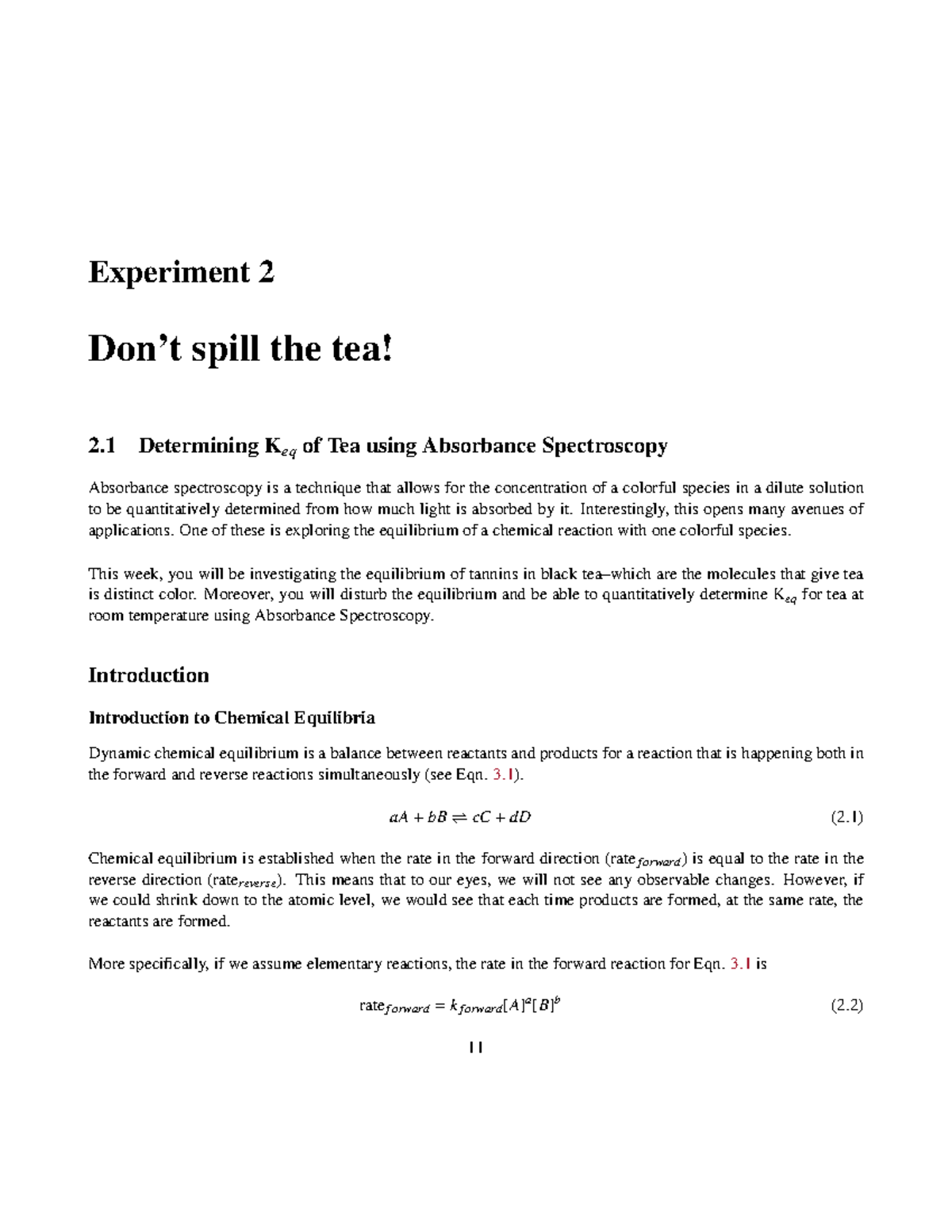 CHEM 1225 Exp 2 - Don't spill the tea - Experiment 2 Don’t spill the ...