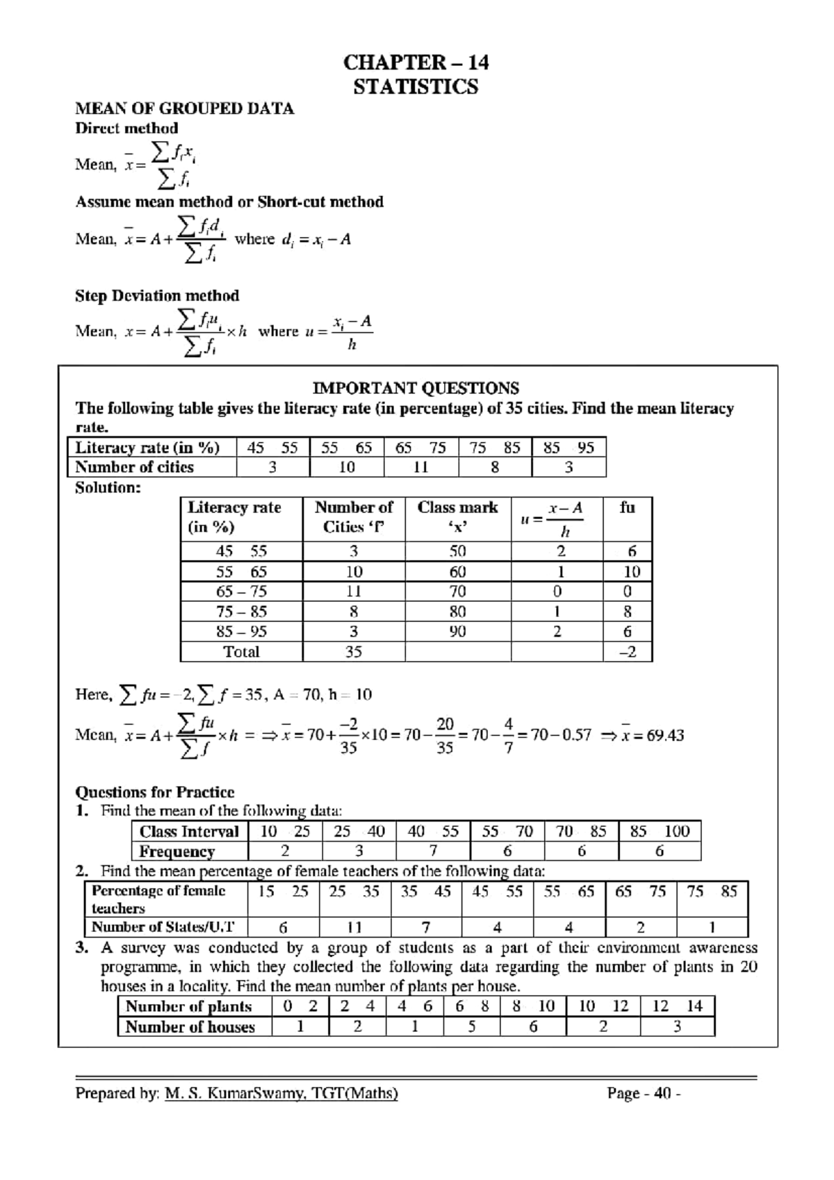 Statistics - Complementary Maths - Studocu