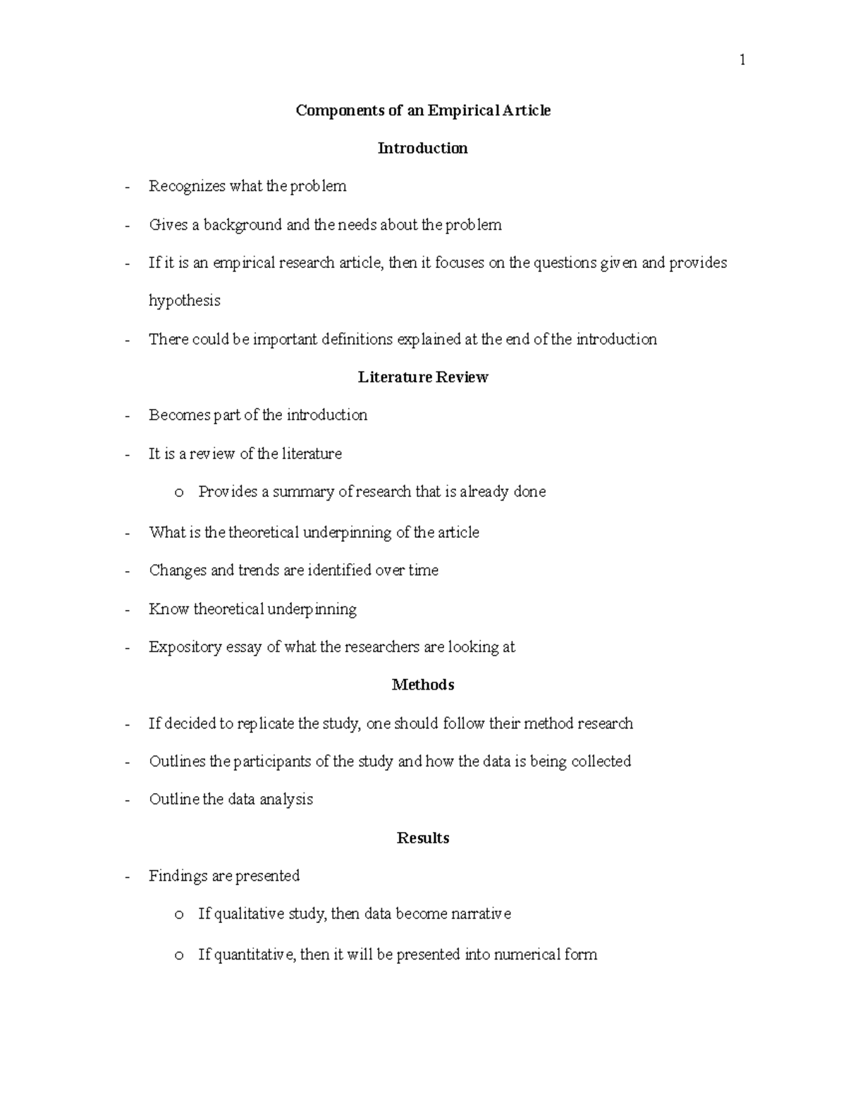 Components of an Empirical Article - 1 Components of an Empirical ...