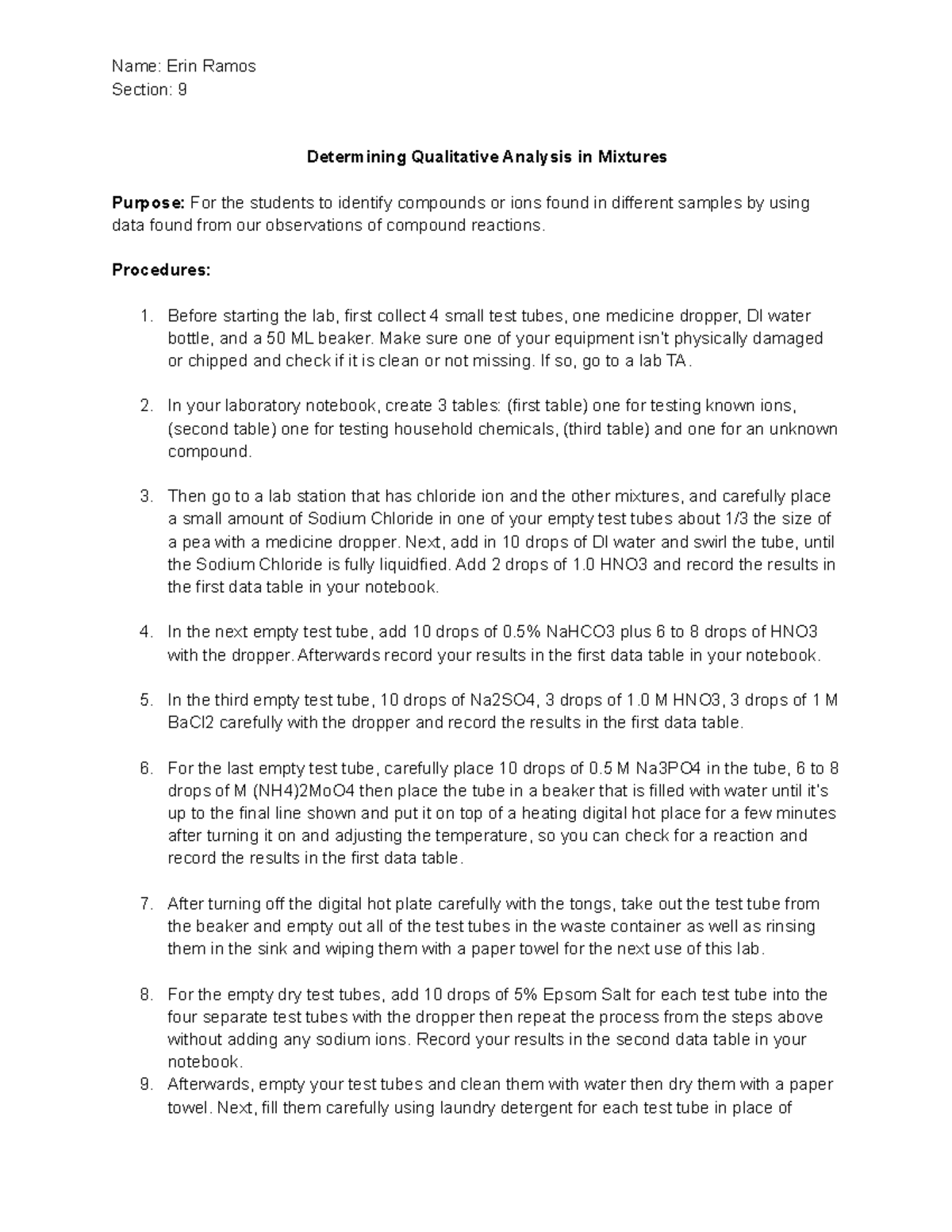 Pre-lab Report #3 - This is Pre-Lab - Name: Erin Ramos Section: 9 ...