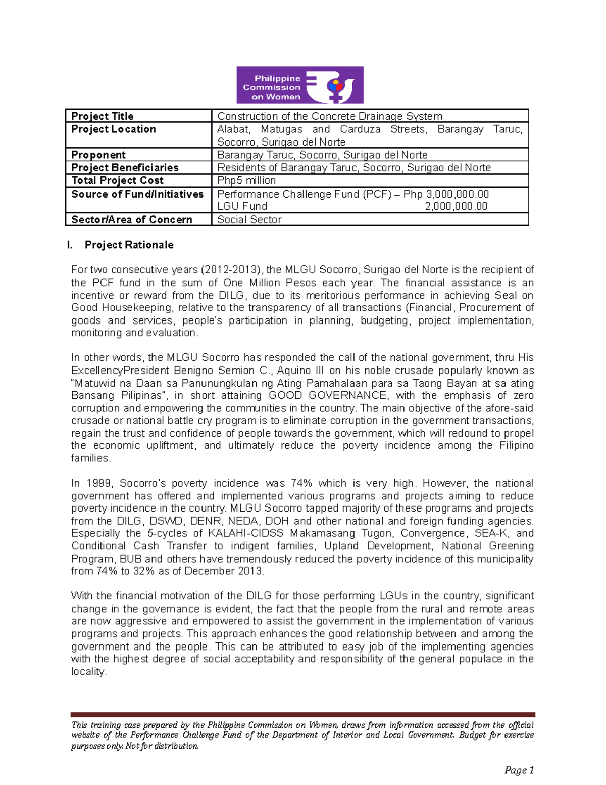 Instfrastructure - Sample GAD - Project Title Construction of the ...