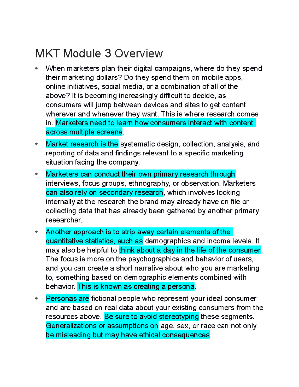 MKT 265 Module 3 Overview - MKT Module 3 Overview When marketers plan ...