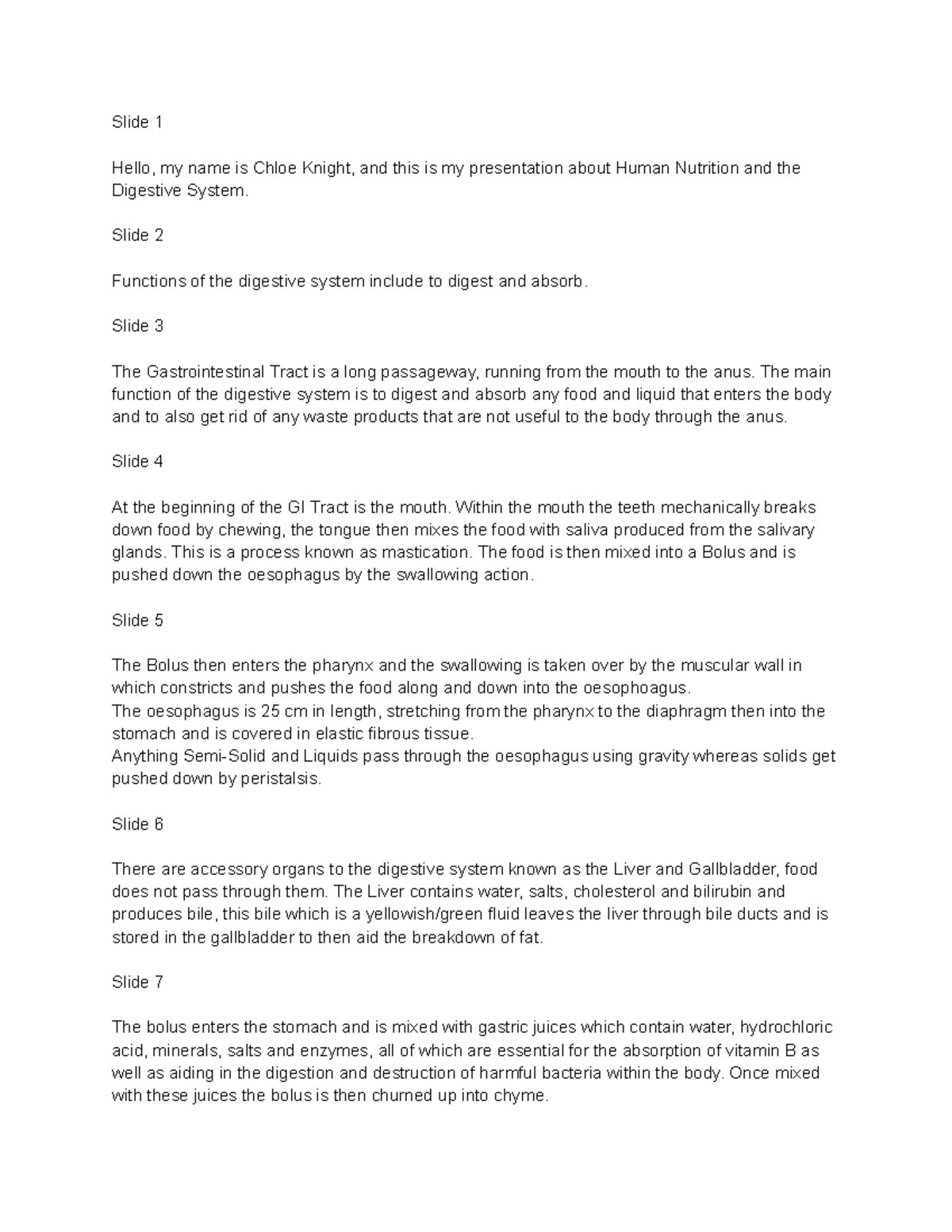 Unit 9 Script - Slide 1 Hello, my name is Chloe Knight, and this is my ...