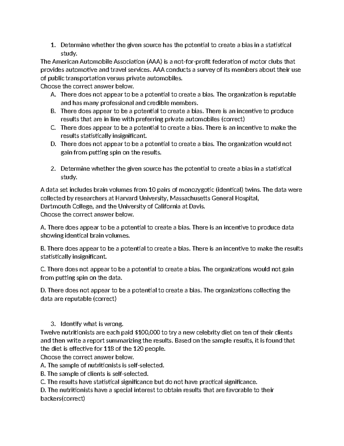 Doc 1 - practice questions to get ready for test - Determine whether ...