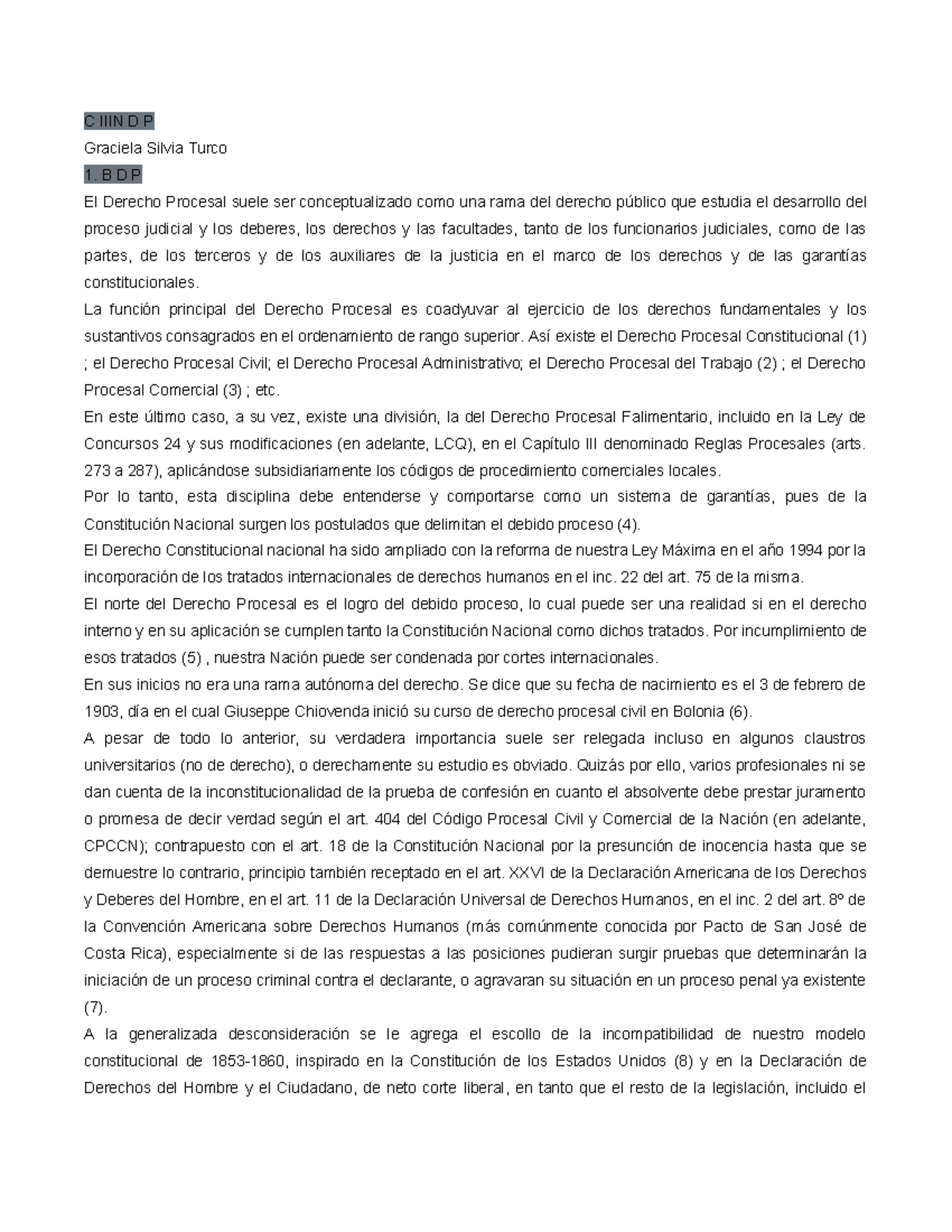 C IIIN D P - dasdadas - C IIIN D P Graciela Silvia Turco B D P El ...