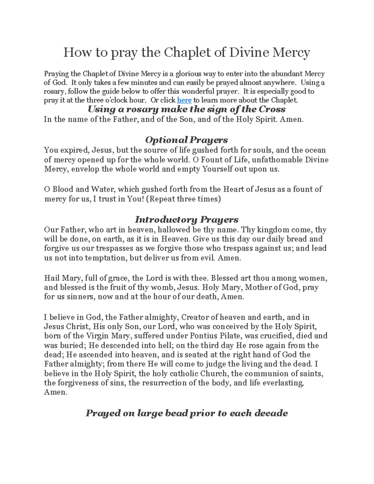 How to pray the Chaplet of Divine Mercy - It only takes a few minutes ...