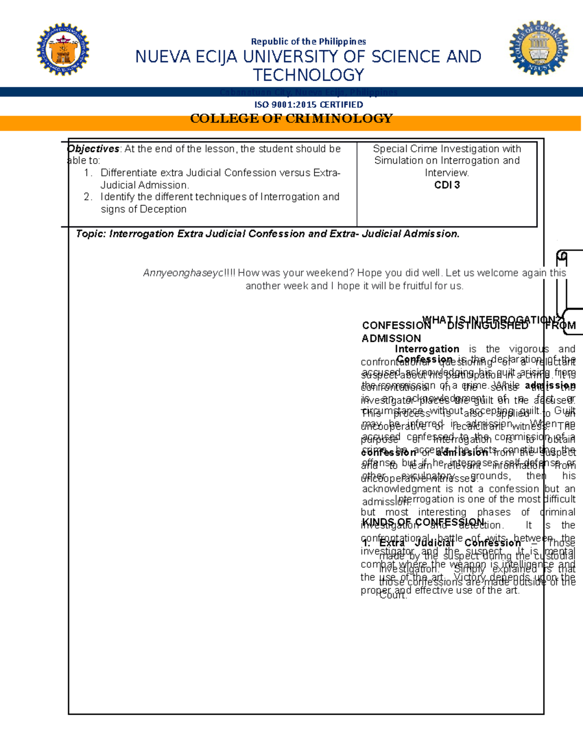 CDI 3 Week 6 7 - MODULE/ REVIEWERS - NUEVA ECIJA UNIVERSITY OF SCIENCE ...