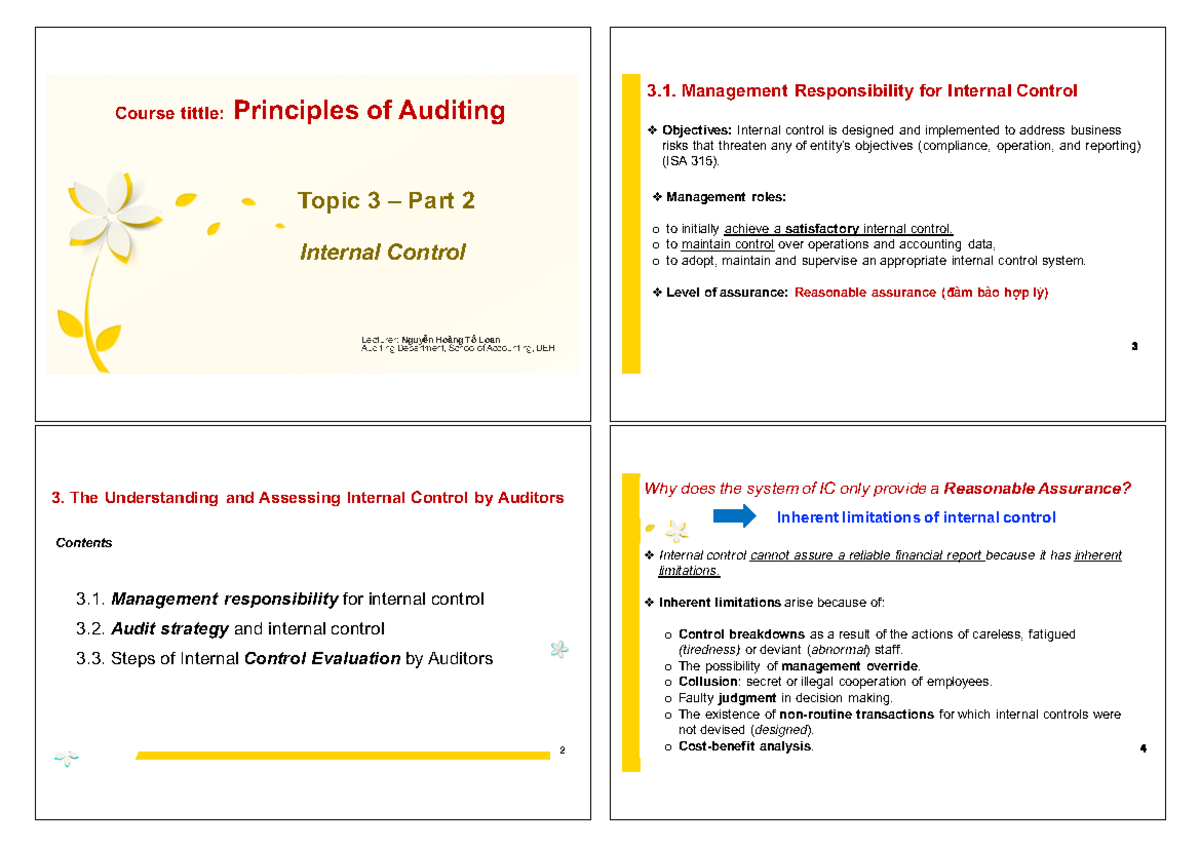 Topic 3 - Internal Control System - Student - Part 2 - printing - Lecturer: Nguyßn Hoàng Tß Loan ...