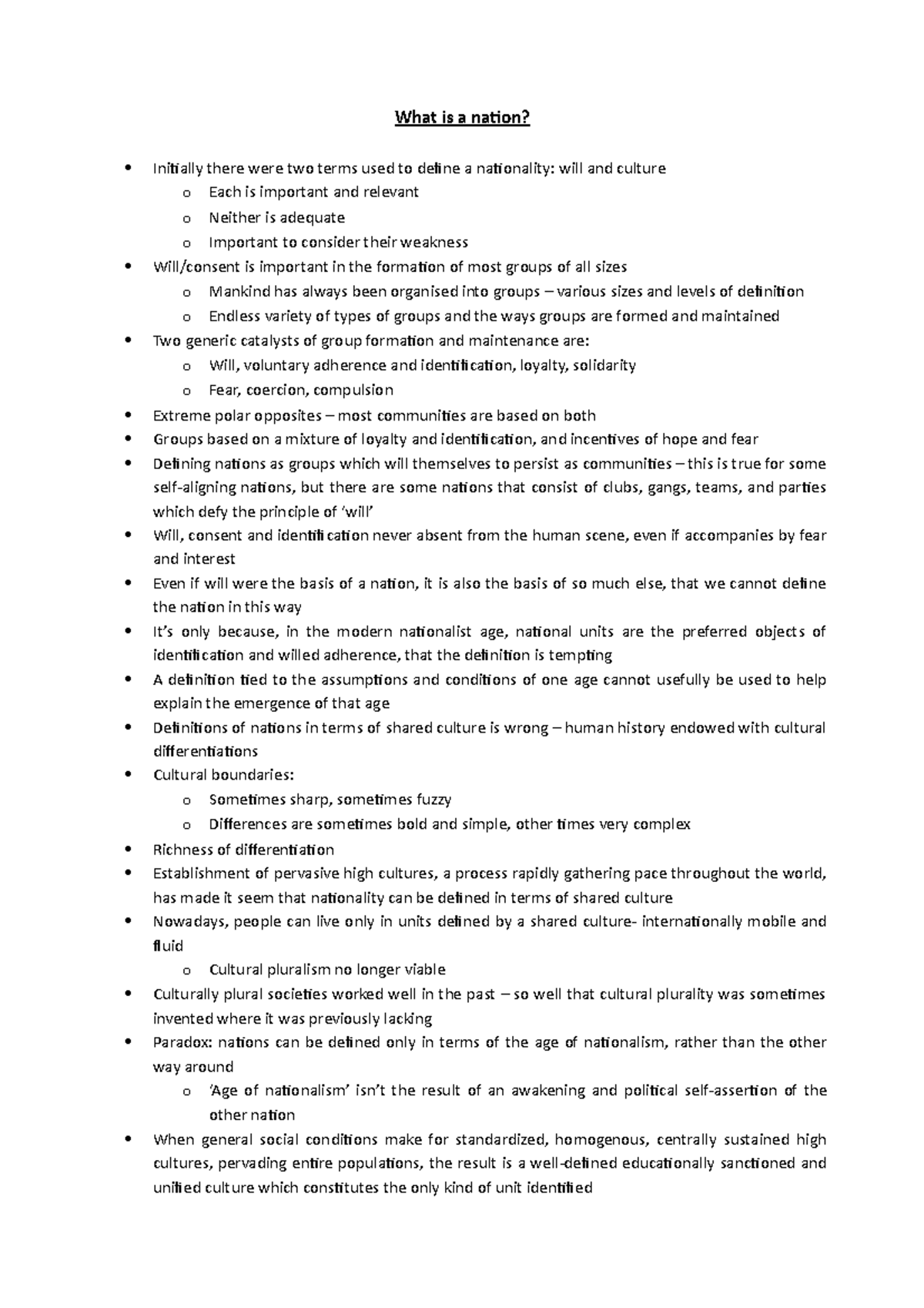 What is a nation - Comprehensive revision notes - What is a nation ...