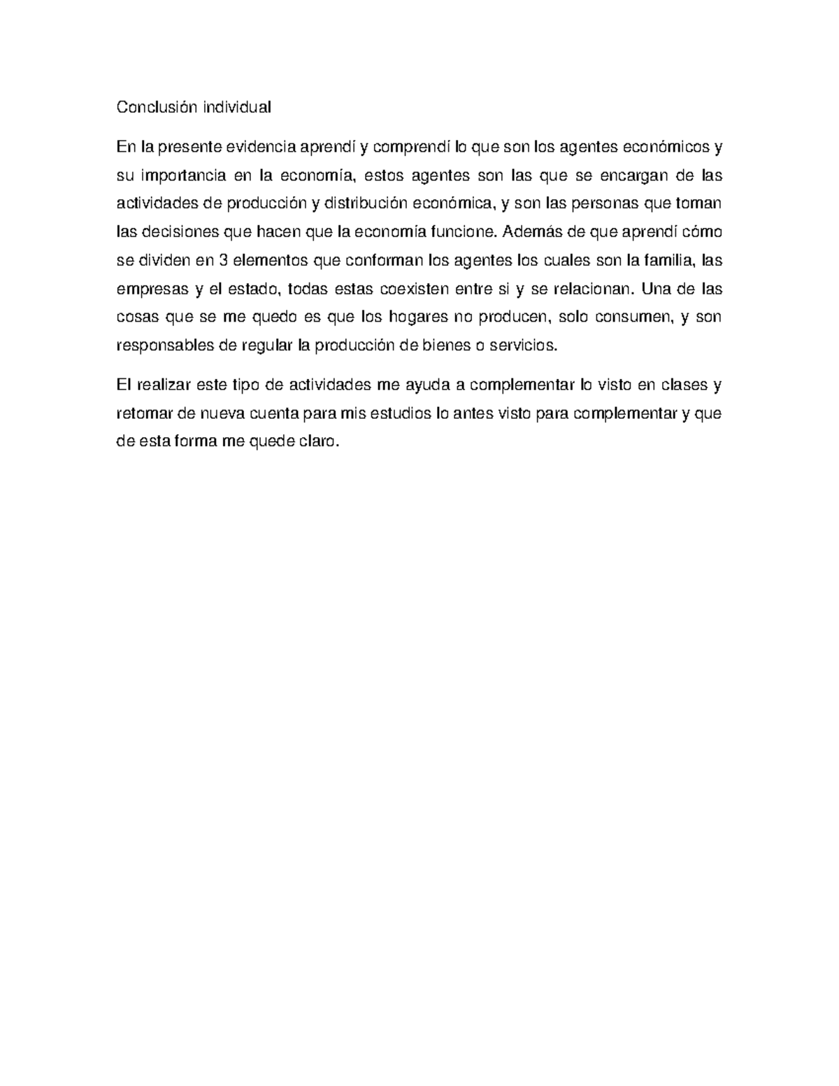 Conclusión individualmicro - Conclusión individual En la presente ...