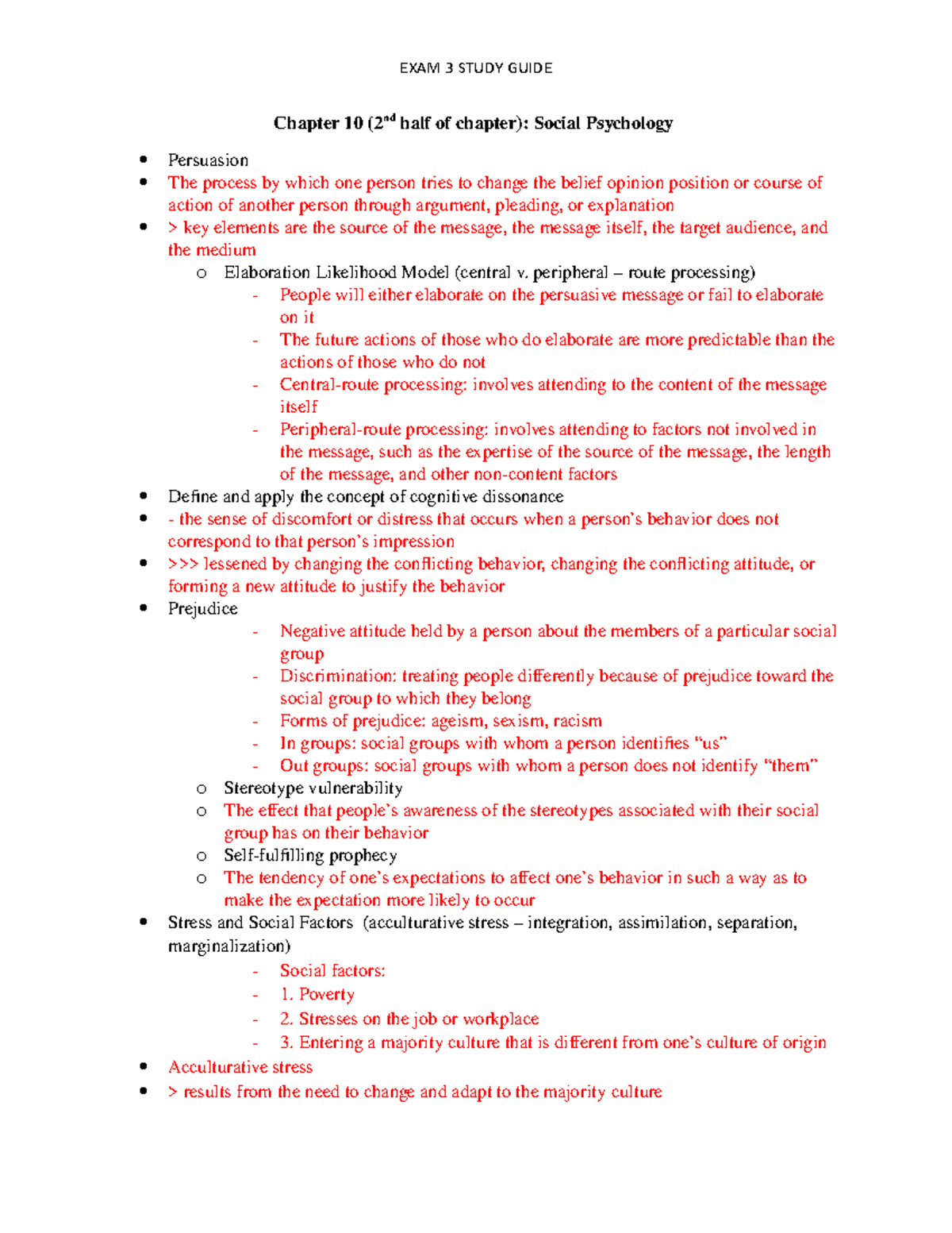 Exam 3 Study Guide - Lecture notes 1-12 - Chapter 10 (2nd half of ...