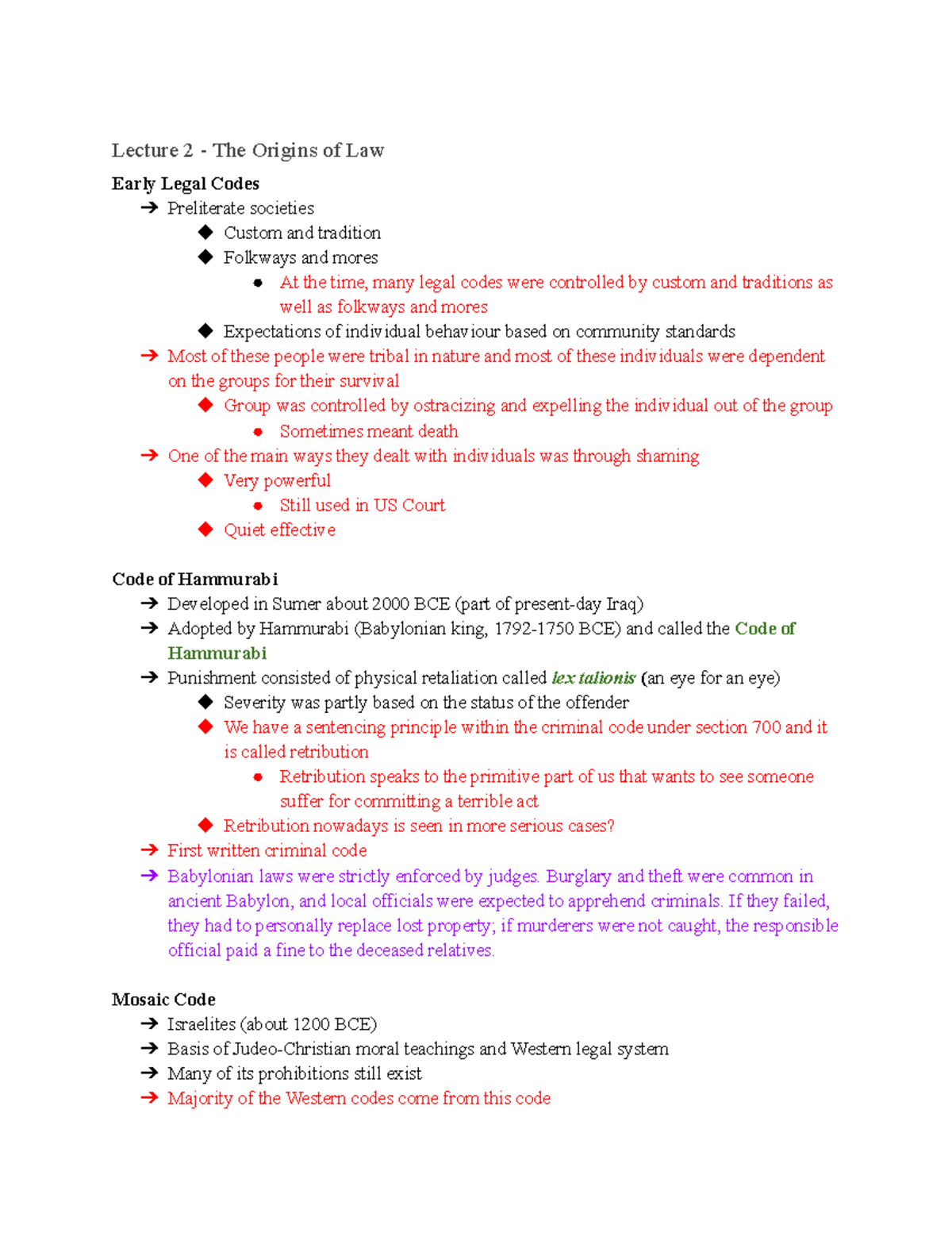 Lecture 2 - The Origins of Law - Burglary and theft were common in ...