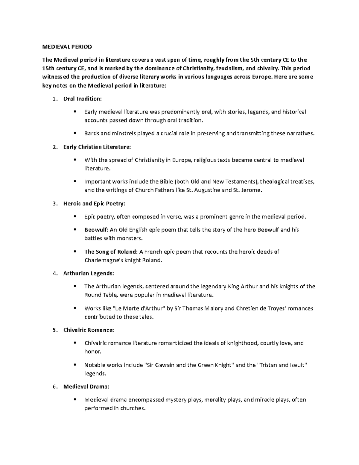 Medieval - this notes is on literary criticism - MEDIEVAL PERIOD The ...