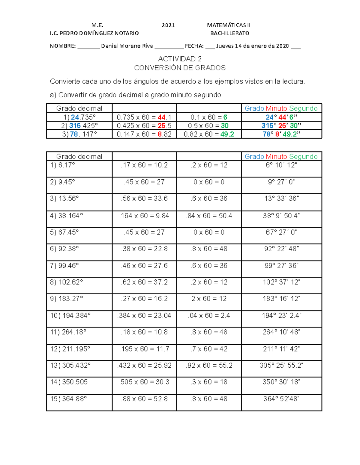 Act 2 B1 Conversion de Grados. - M. 2021 MATEMÁTICAS II I. PEDRO ...