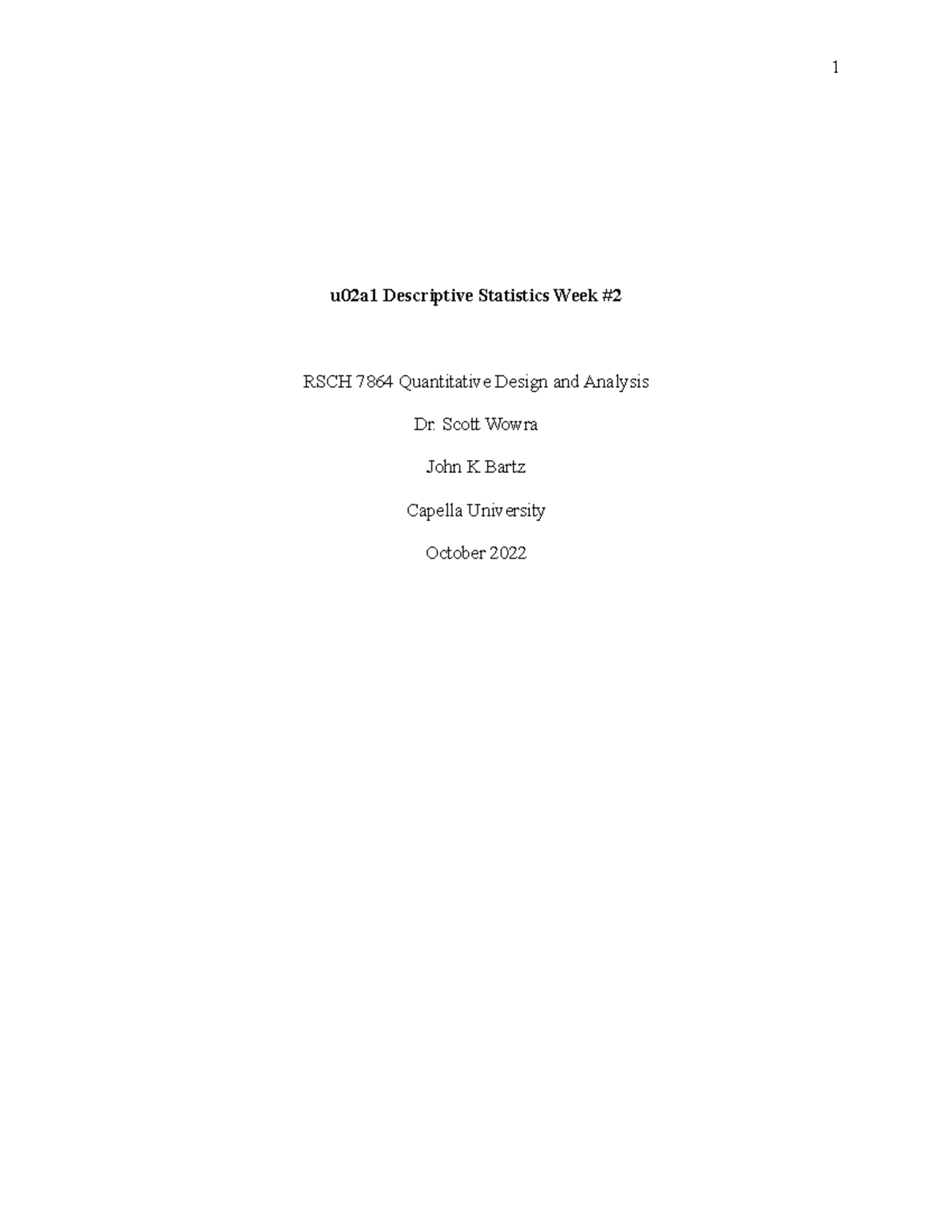 U02a1 Descriptive Statistics Week 2 - u02a1 Descriptive Statistics Week ...