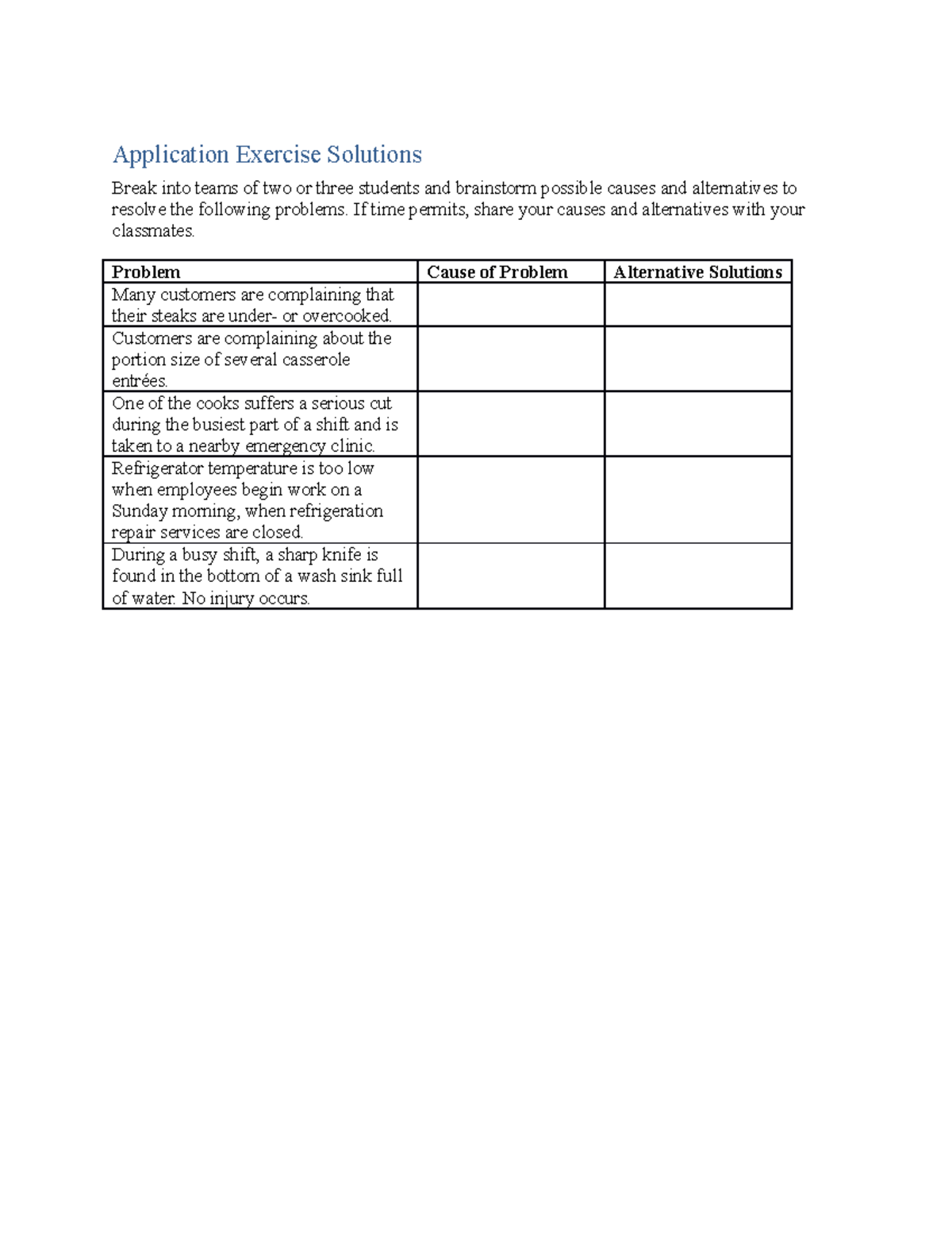 Exercise case study - helpful - Application Exercise Solutions Break ...