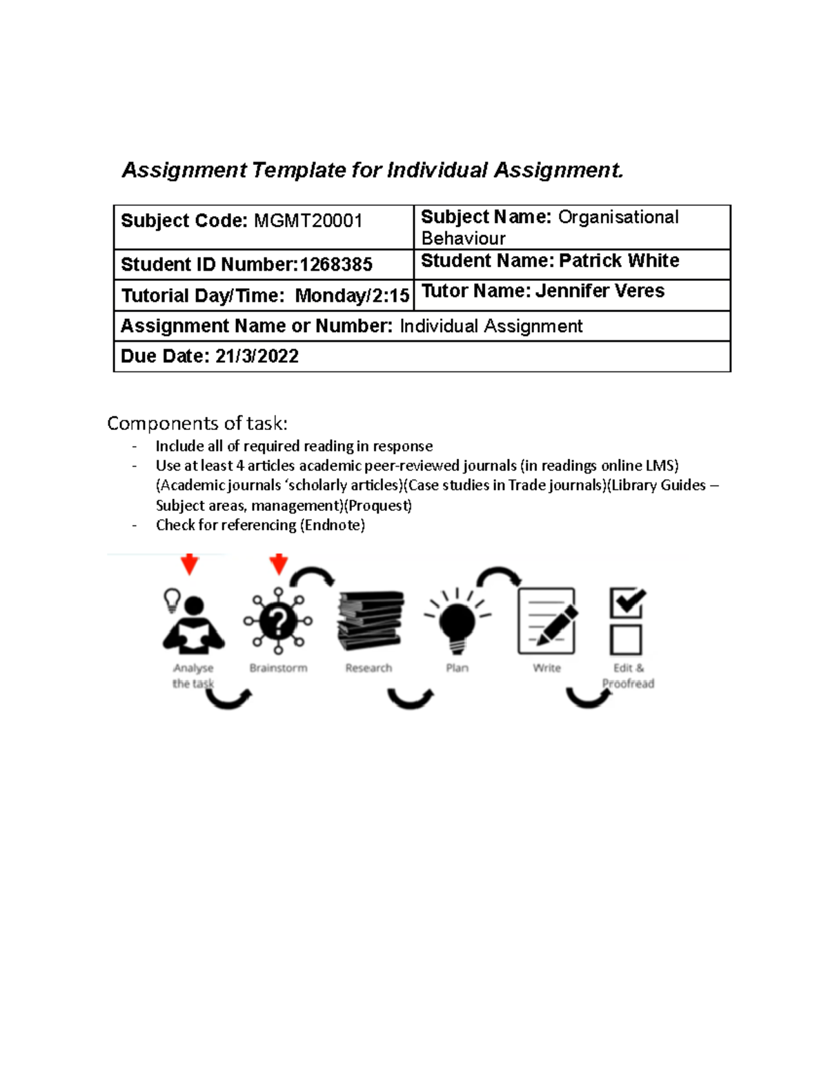 Individual Assignment Ob Semester 1 2022 Assignment Template For