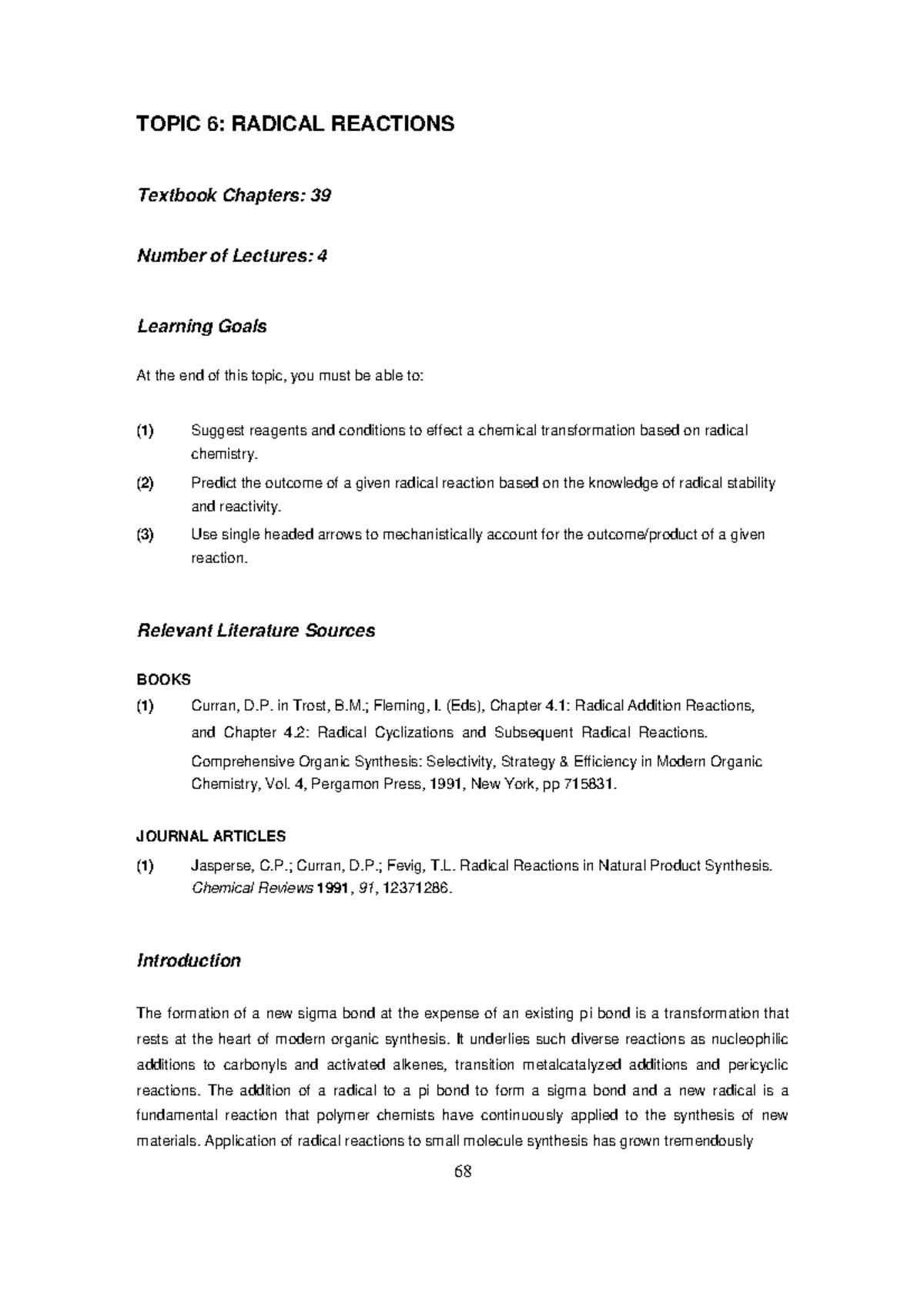 Topic 6 Radical reactions - TOPIC 6: RADICAL REACTIONS Textbook ...