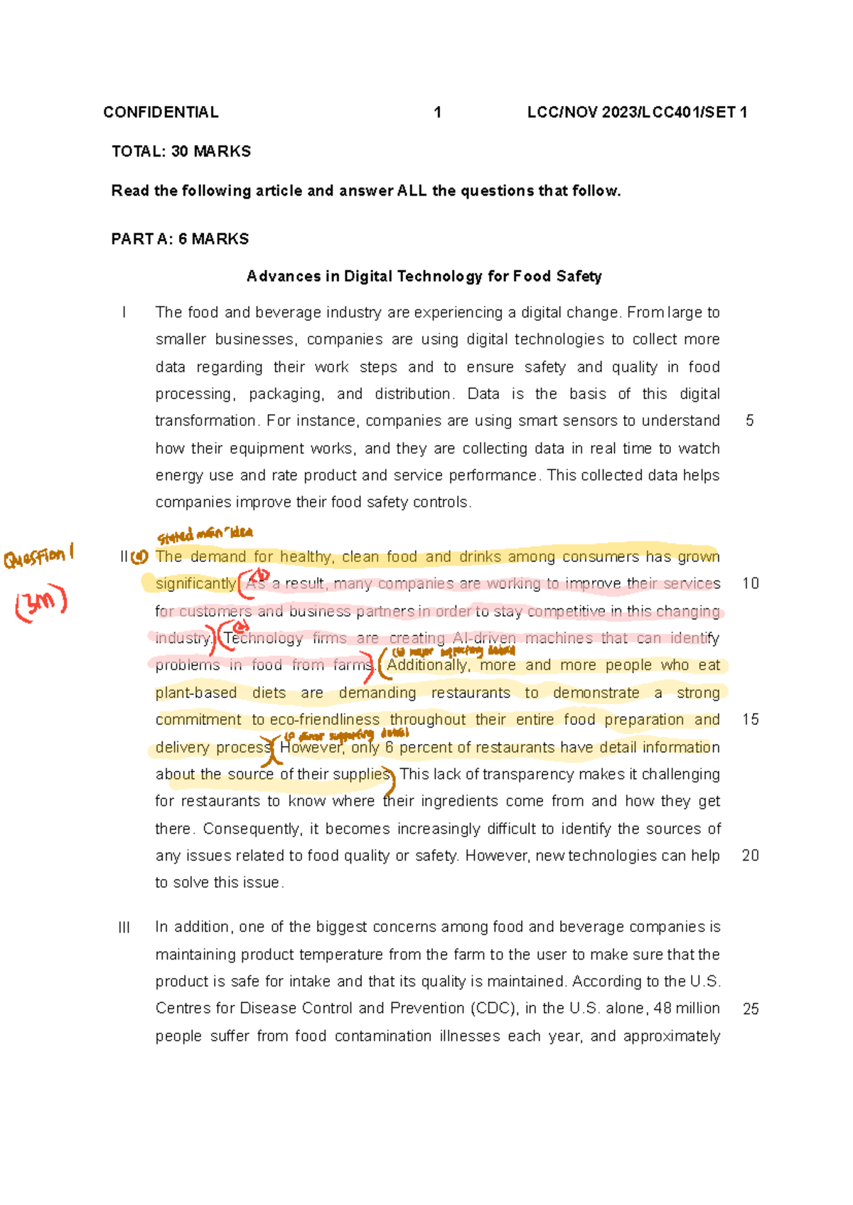LCC401 SET 1 QP 20234 - TOTAL: 30 MARKS Read the following article and ...