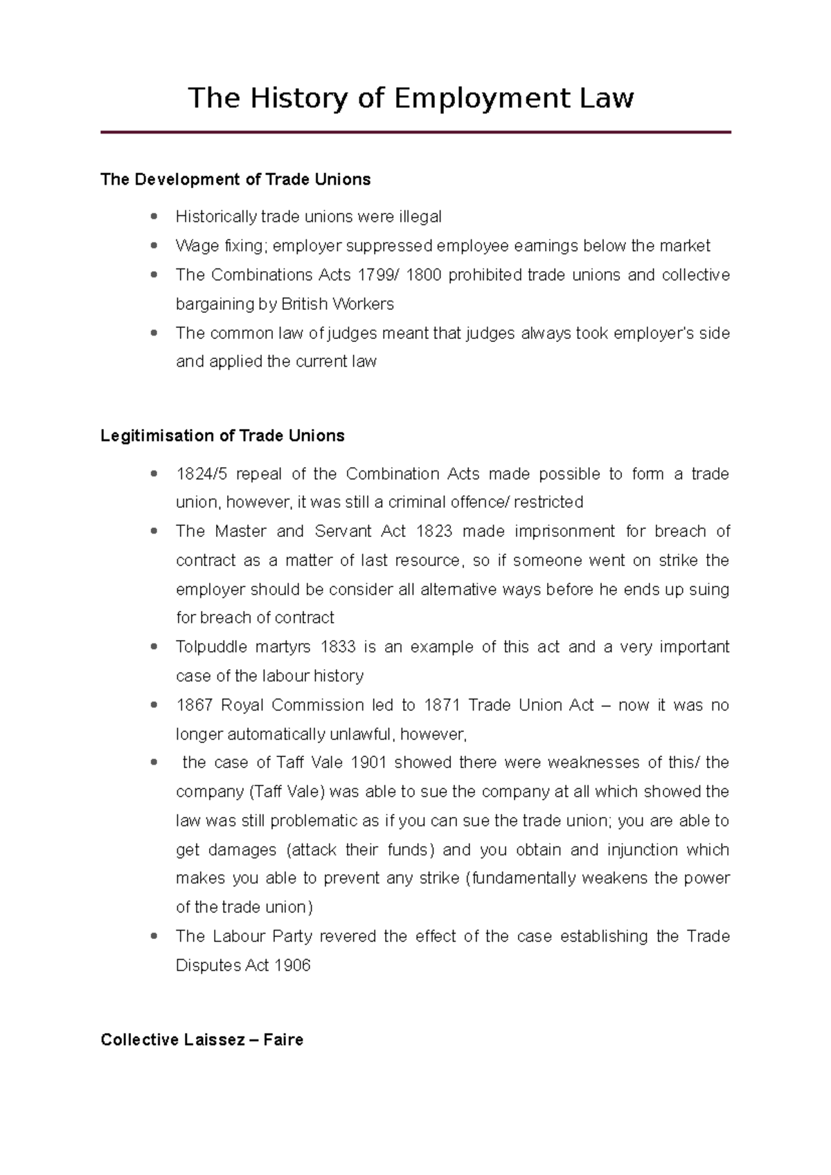 1. The History of Employment Law - The History of Employment Law The ...