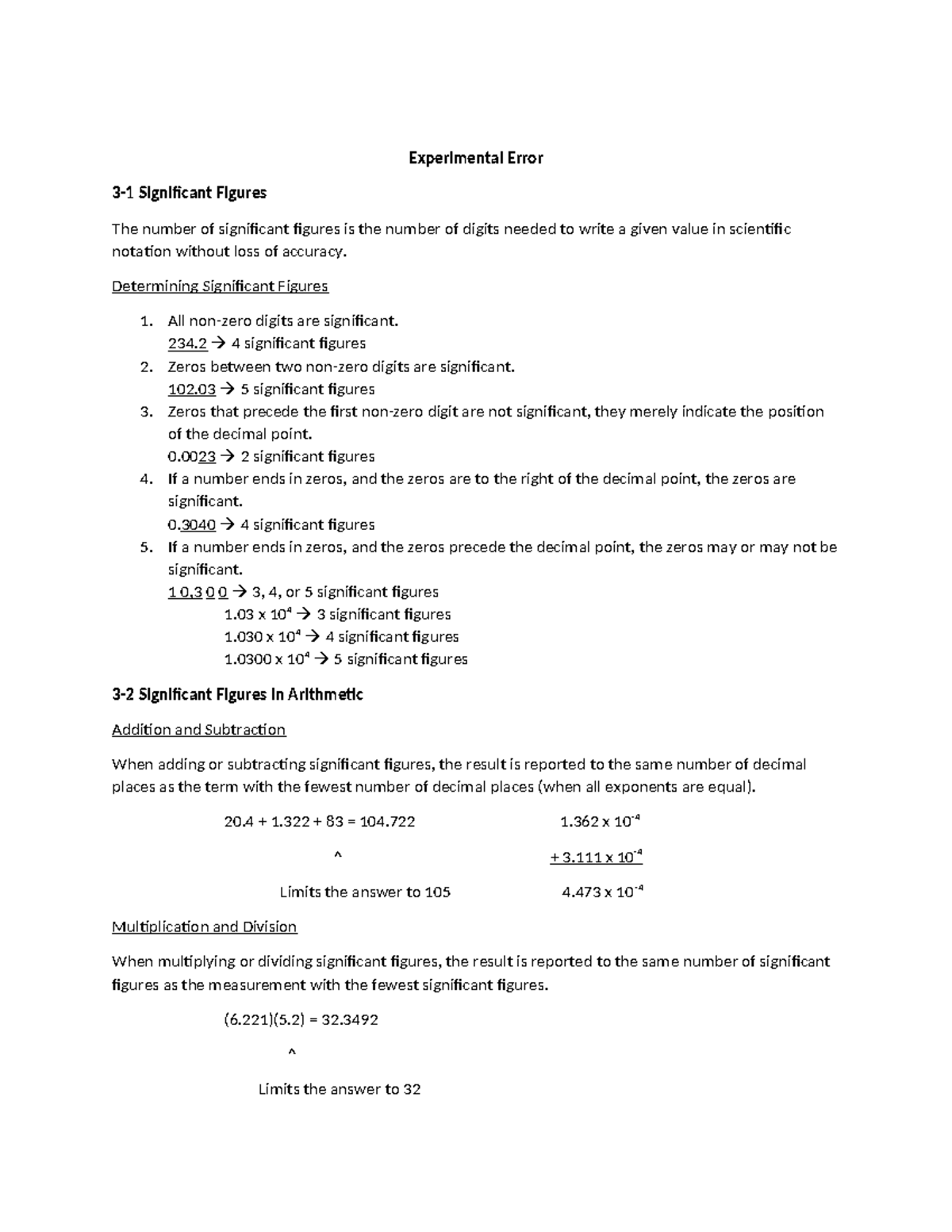 Accuracy and Precision - Experimental Error 3-1 Significant Figures The ...
