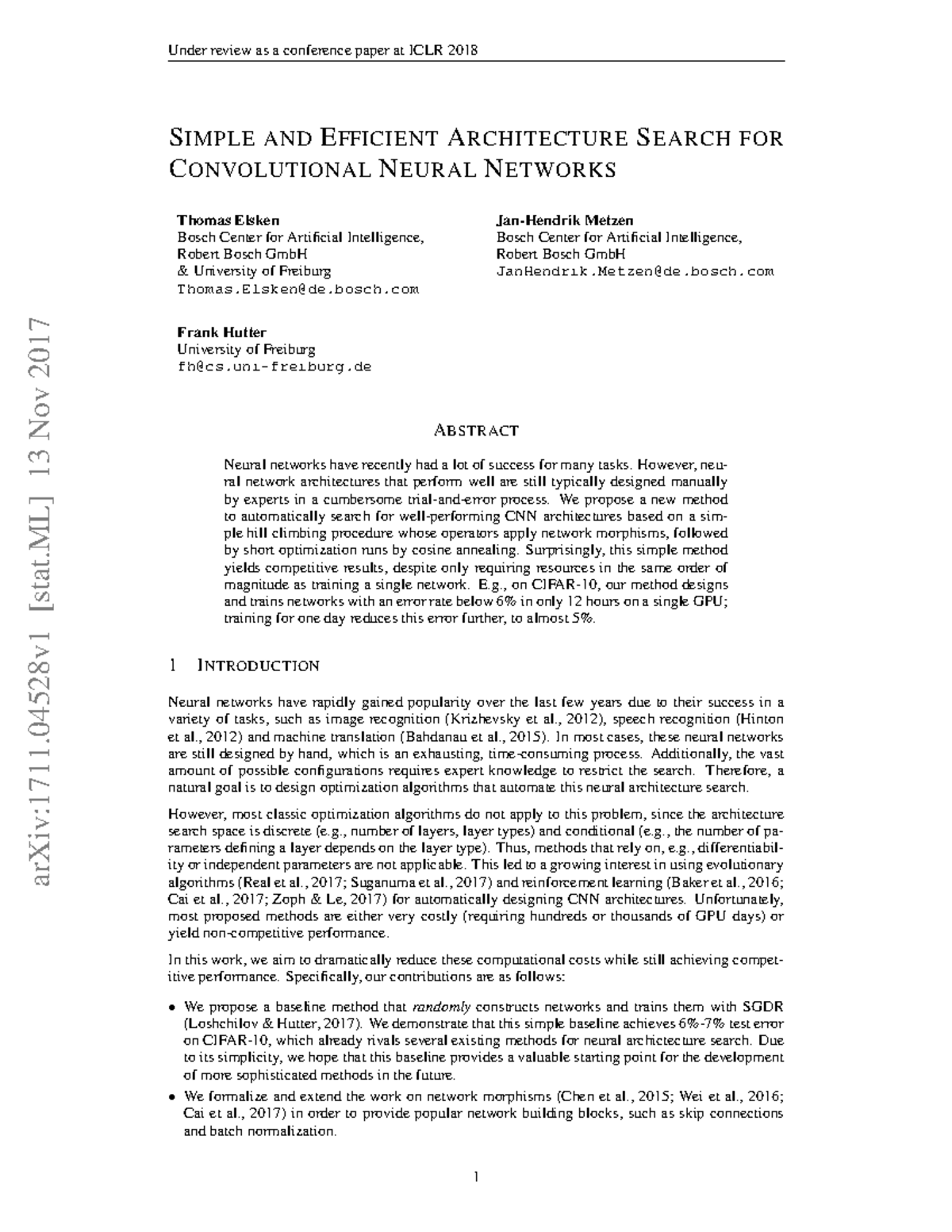 Simple AND Efficient Architecture Search FOR Convolutional Neural ...