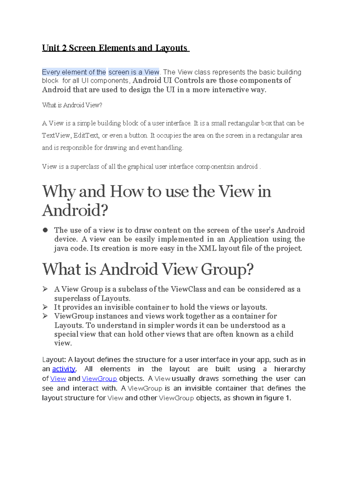 Screen elements and layouts - Unit 2 Screen Elements and Layouts Every ...
