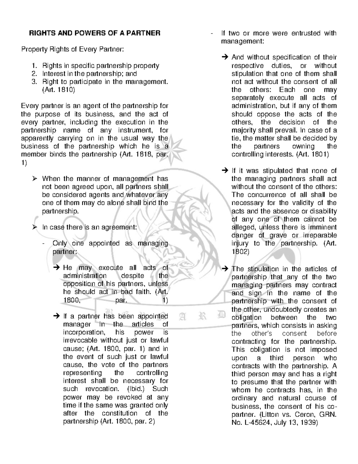 2. Rights and Power of a Partner - RIGHTS AND POWERS OF A PARTNER ...