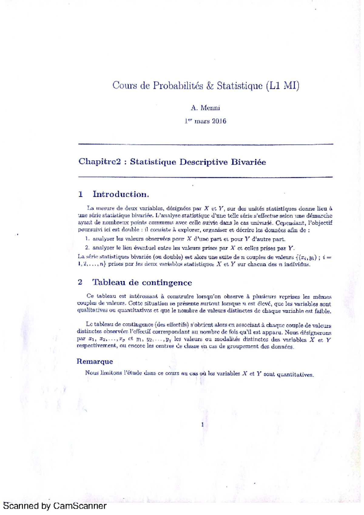 Pro stat chapitre 2 - enjoy :) - Probabilités et statistiques - Studocu