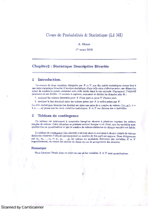 Pro stat chapitre 1 - enjoy :) - Probabilités et statistiques - Studocu