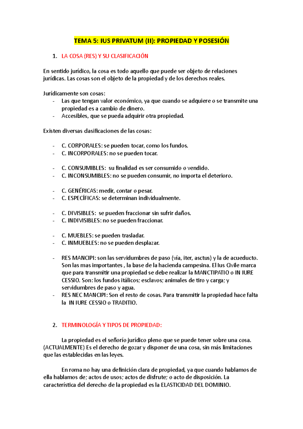 TEMA 5 APP - apuntes tema 5 - TEMA 5: IUS PRIVATUM (II): PROPIEDAD Y ...